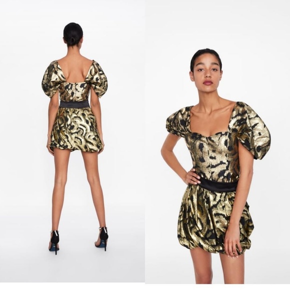 Zara | Skirts | Zara Mini Skirt Balloon Sleeves Coord Set | Poshmark